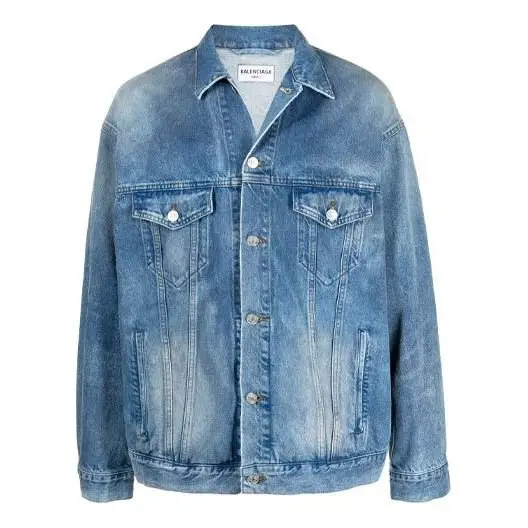 Balenciaga Bb Sprayed Denim Jacket Large Fit 'electric Blue Fuchsia - Electric Blue/fuchsia