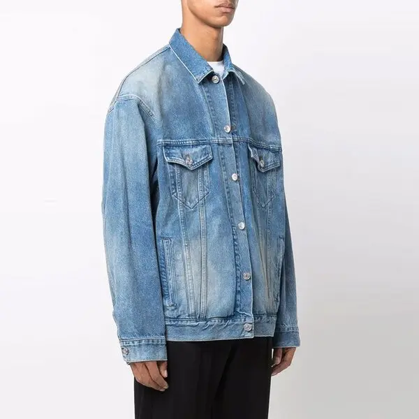 Balenciaga Bb Sprayed Denim Jacket Large Fit 'electric Blue Fuchsia