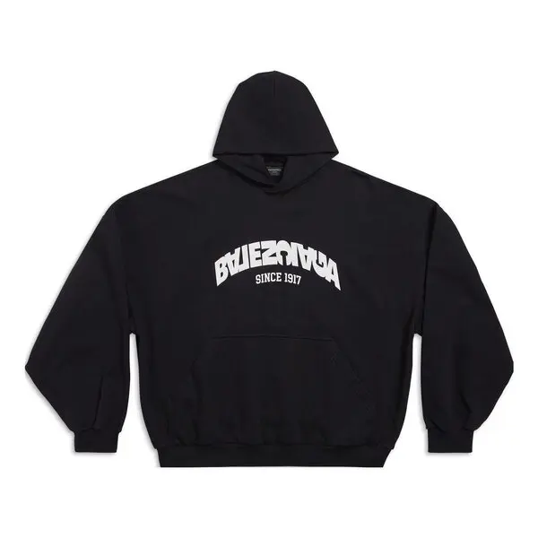 Balenciaga Back Flip Round Hoodie Oversized 'black White
