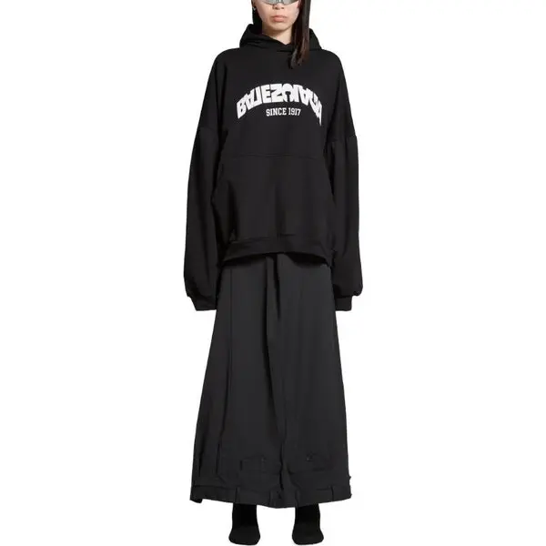 Balenciaga Back Flip Round Hoodie Oversized 'black White