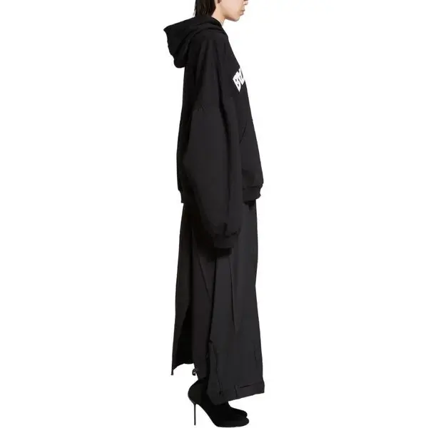 Balenciaga Back Flip Round Hoodie Oversized 'black White