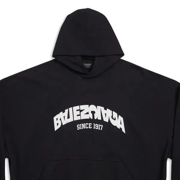 Balenciaga Back Flip Round Hoodie Oversized 'black White