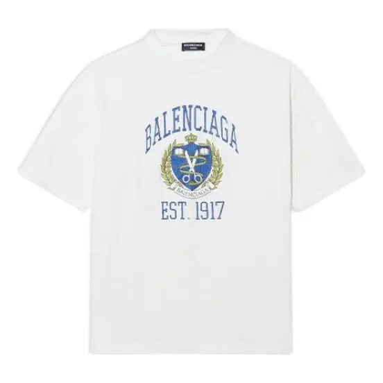Balenciaga Varsity Logo T-shirt Medium Fit - White