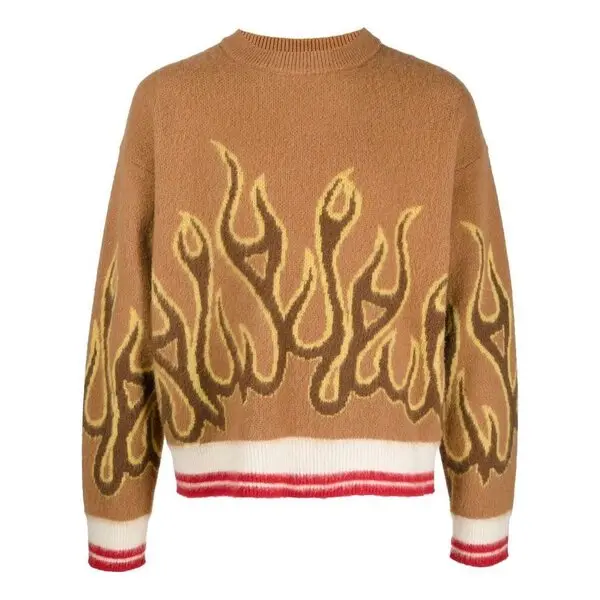 Palm Angels Fw22 Flames Intarsia Crew Knit