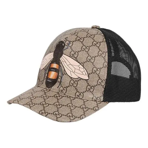 Gucci Gg Jacquard Baseball Cap With Bee Applique - Tan