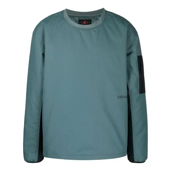 Nike Splicing Design Sleeve Pocket Detail Pullover Round Neck Pullover Long Sleeves Hoodie Navy Blue - Default Colorway