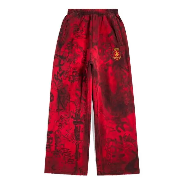 Balenciaga Skater Graffiti Baggy Sweatpants - Red