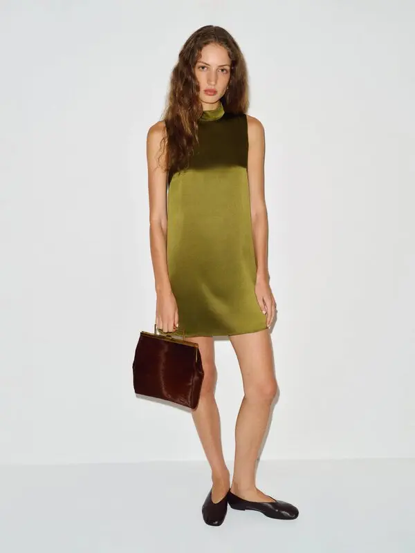REFORMATION Lantana Silk Mini Dress - Green