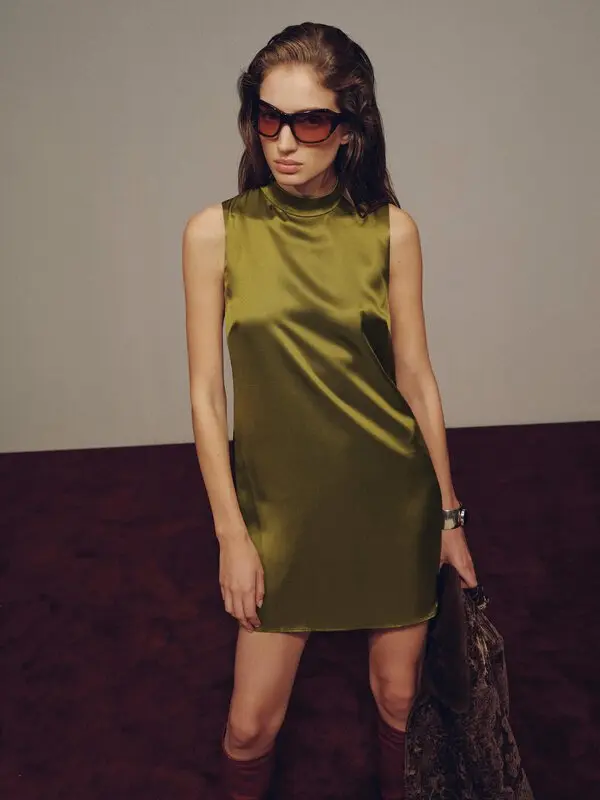 REFORMATION Lantana Silk Dress - Green