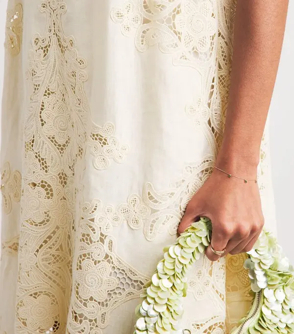 Ulla Johnson Embroidered Linen Midi Dress - Ivory