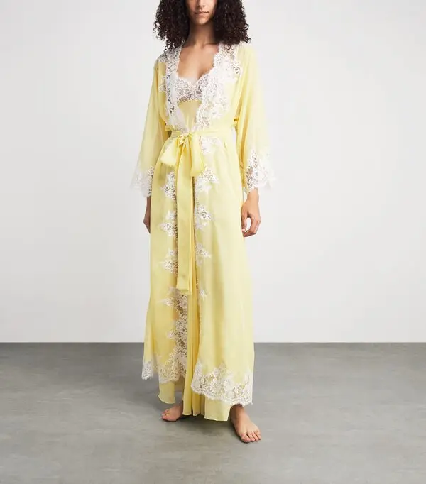 Rosamosario Silk Georgette Lace La Papessa Robe