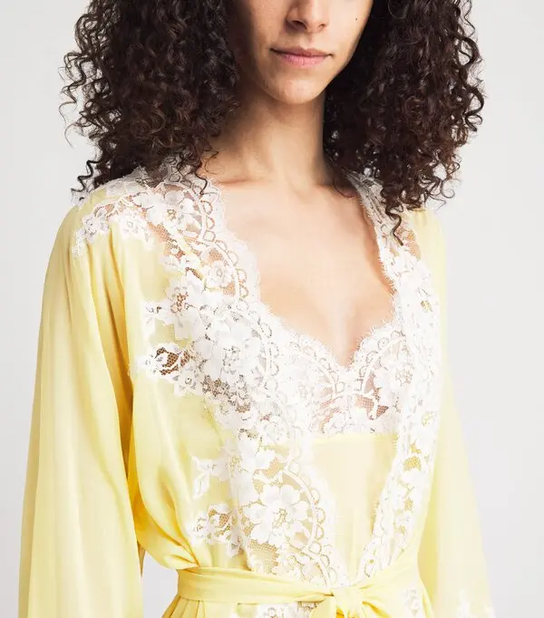 Rosamosario Silk Georgette Lace La Papessa Robe