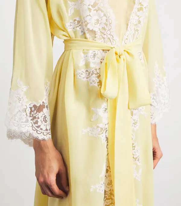 Rosamosario Silk Georgette Lace La Papessa Robe