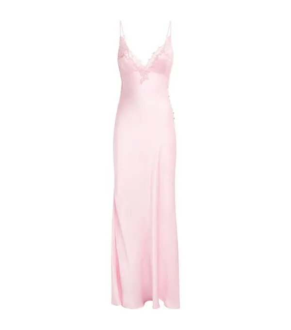 Rosamosario Silk Lace-trim Maxi Slip Dress