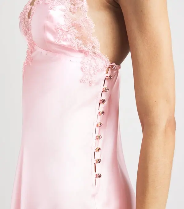 Rosamosario Silk Lace-trim Maxi Slip Dress