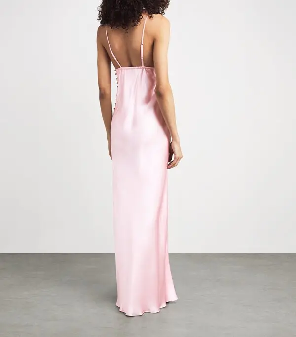 Rosamosario Silk Lace-trim Maxi Slip Dress