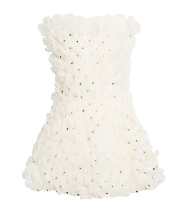Stella McCartney Silk Embellished Strapless Mini Dress - White