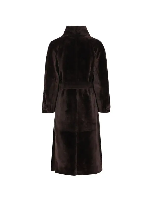 Brunello Cucinelli Belted Shearling Coat - Brown