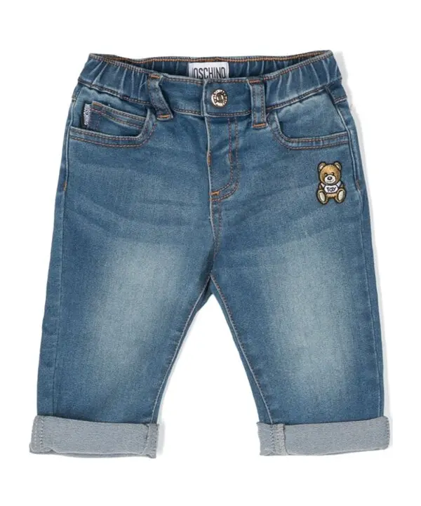 Moschino Patch Detail Straight Leg Jeans - Blue