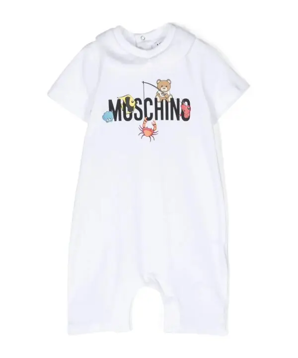 Moschino Printed Stretch Cotton Romper - White