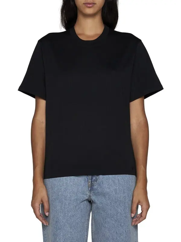 LOULOU STUDIO Classic Crew Neck Top With Logo Embroidery