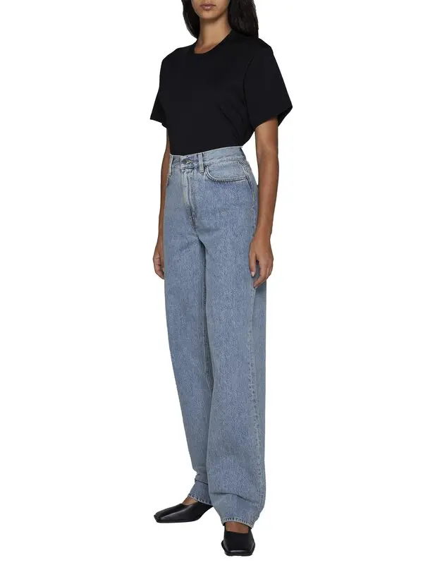 LOULOU STUDIO Classic Crew Neck Top With Logo Embroidery