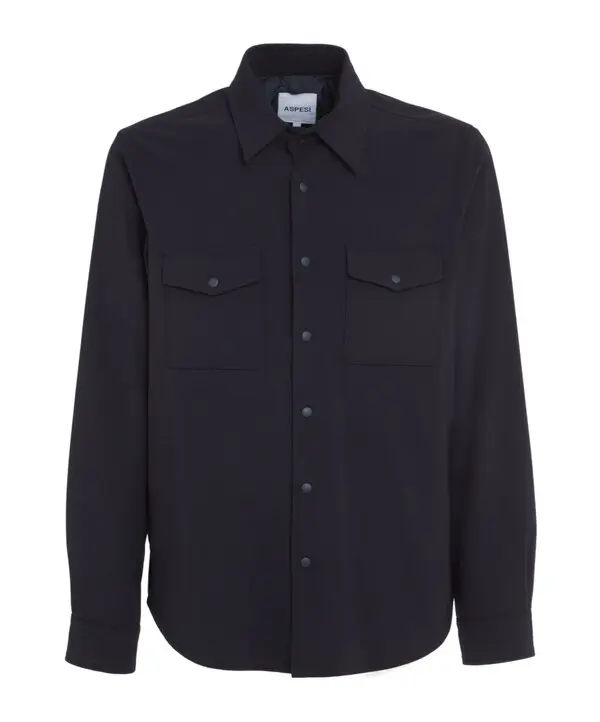 Aspesi Flannel Curved Hem Shirt Jacket