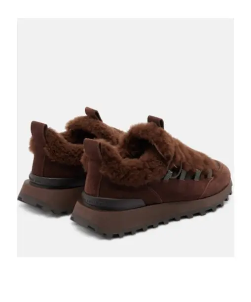 Brunello Cucinelli Monili Shearling-trimmed Suede Sneakers