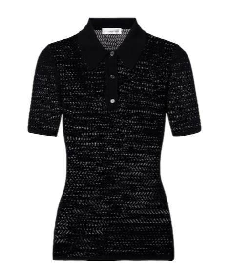 Victoria Beckham Pointelle Knit Polo Shirt - Black