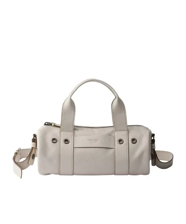 Prada Route Large Leather Top-handle Bag - Chalk White