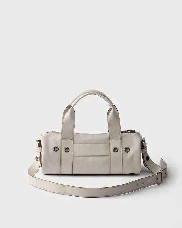 Prada Route Large Leather Top-handle Bag - Chalk White
