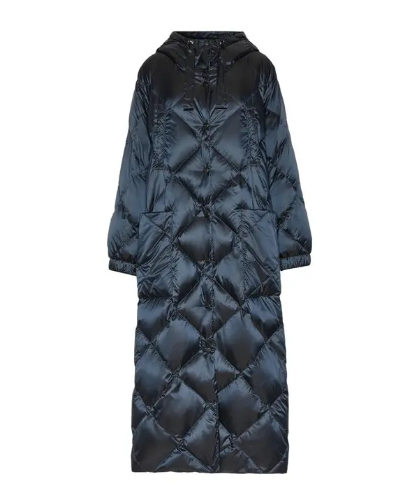 Max Mara Quilted Long-sleeve Hooded Down Jacket - Blue