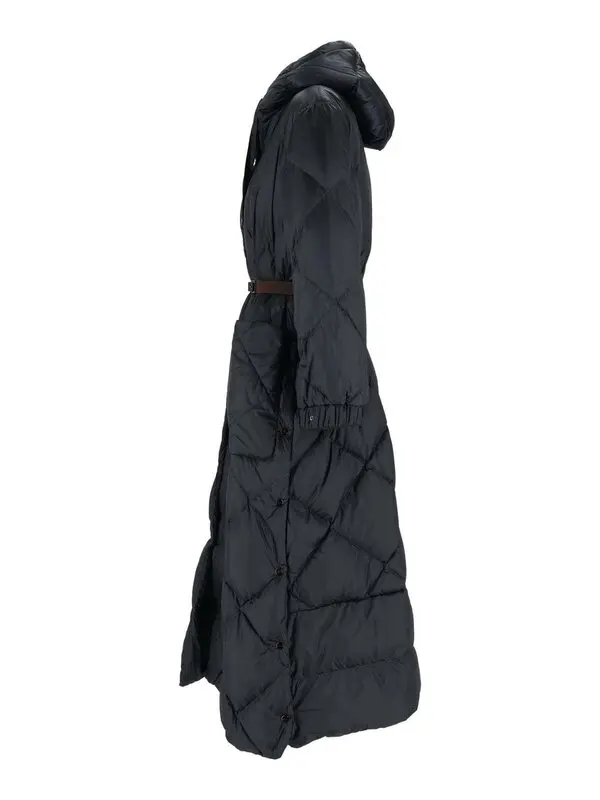 Max Mara Quilted Long-sleeve Hooded Down Jacket - Blue