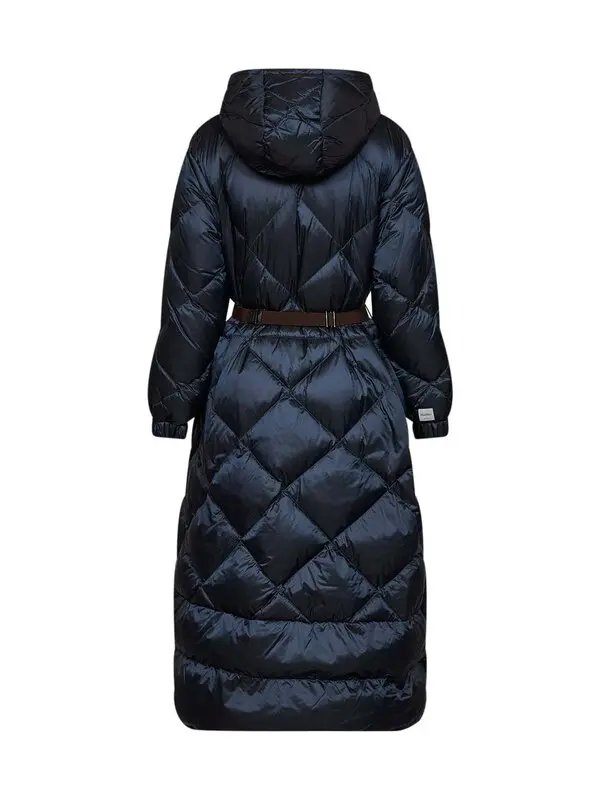 Max Mara Quilted Long-sleeve Hooded Down Jacket - Blue