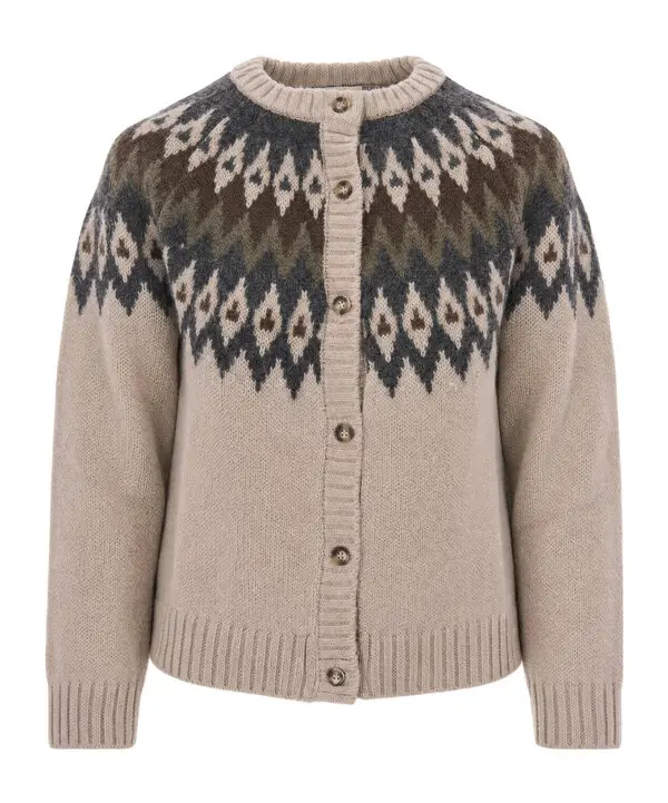 Max Mara Targa Jacquard Crewneck Cardigan