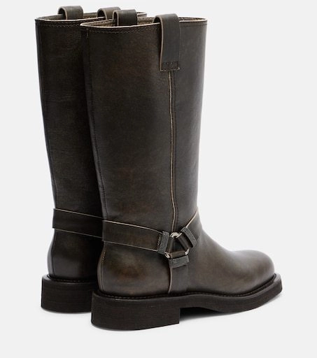 Brunello Cucinelli Monili Leather Knee-high Boots