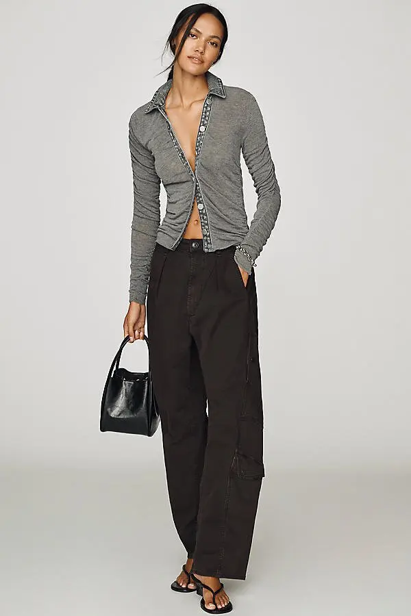 PILCRO Denim Trim Fe Gauge Cardigan