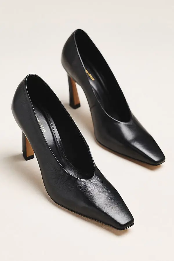 Anthropologie Square-toe Leather Pumps - Black