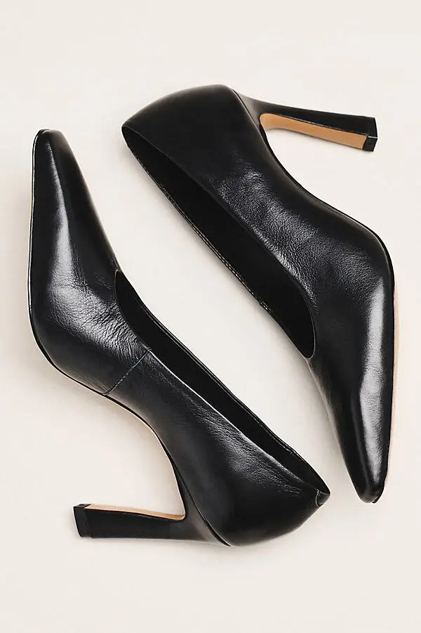 Anthropologie Square-toe Leather Pumps - Black