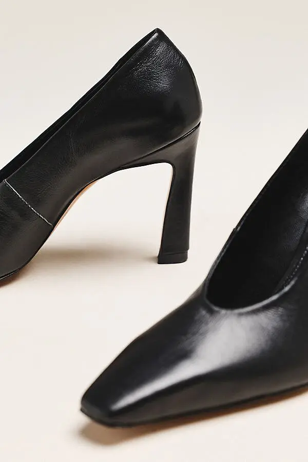 Anthropologie Square-toe Leather Pumps - Black