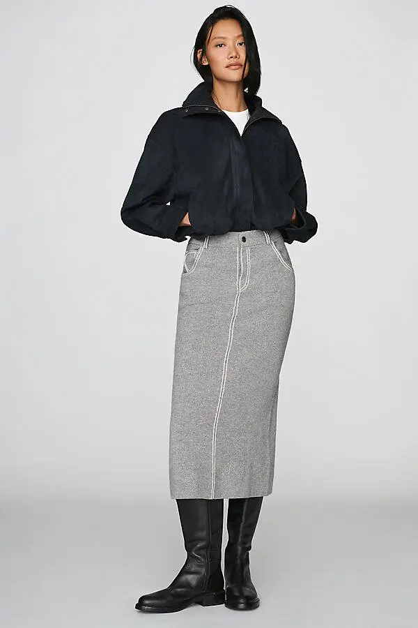BERENICE 100% Wool Knit Midi Pencil Skirt