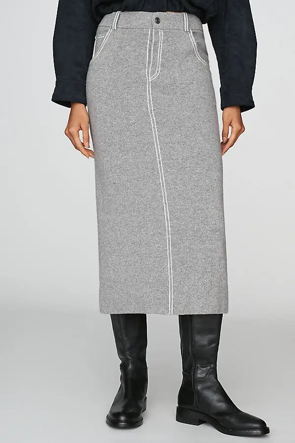 BERENICE 100% Wool Knit Midi Pencil Skirt