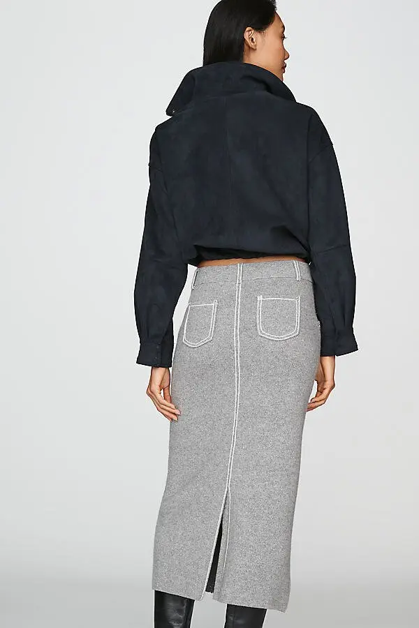 BERENICE 100% Wool Knit Midi Pencil Skirt