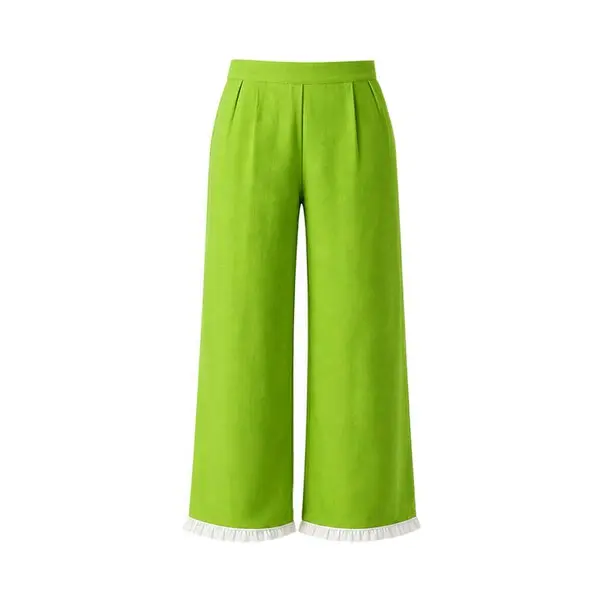 IMAURA Chartreuse Linen Wide Leg Trousers
