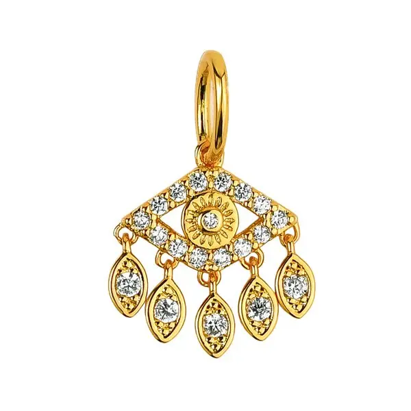 ZYNNIA COLLECTIVE Studded Evil Eye Charm - Gold