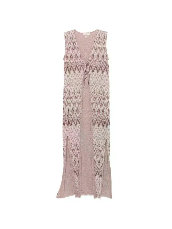 IU RITA MENNOIA Chevron-knit Sleeveless Cover-up - Pink