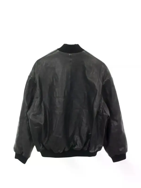 Miu Miu Leather Logo Patch Bomber Jacket