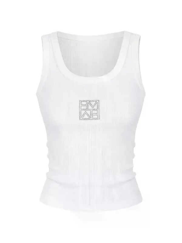 Marella Logo Embellished Ribbed Scoop Neck Tank
