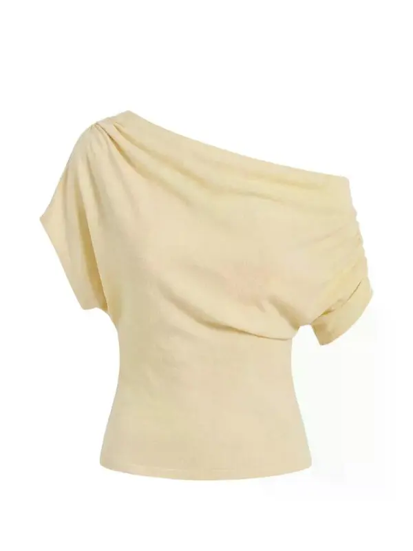 REFORMATION Iris Draped-knit Top - Neutrals