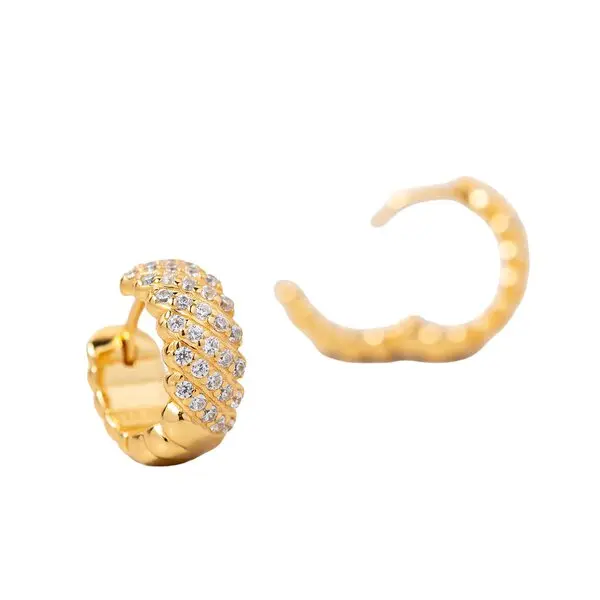 ZYNNIA COLLECTIVE 18k -plated Sterling Silver Studded Huggie Hoop Earrings